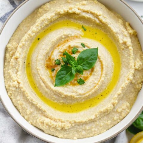 Lemon Basil Hummus | Easy 10-Minute Recipe