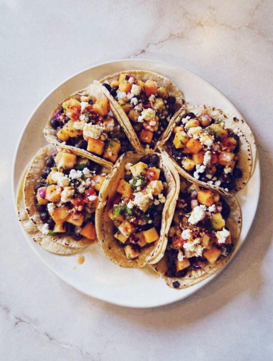 Vegan Hot Honey Peach Tacos Recipe